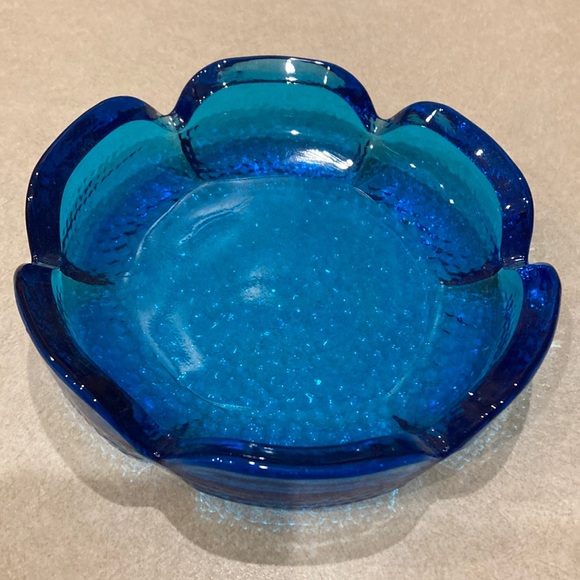 Vintage Blenko | Accents | Vintage Blenko Aqua Blue Pebble Ashtray ...